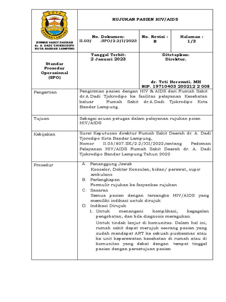 Spo Rujukan Pasien Hivaids | PDF