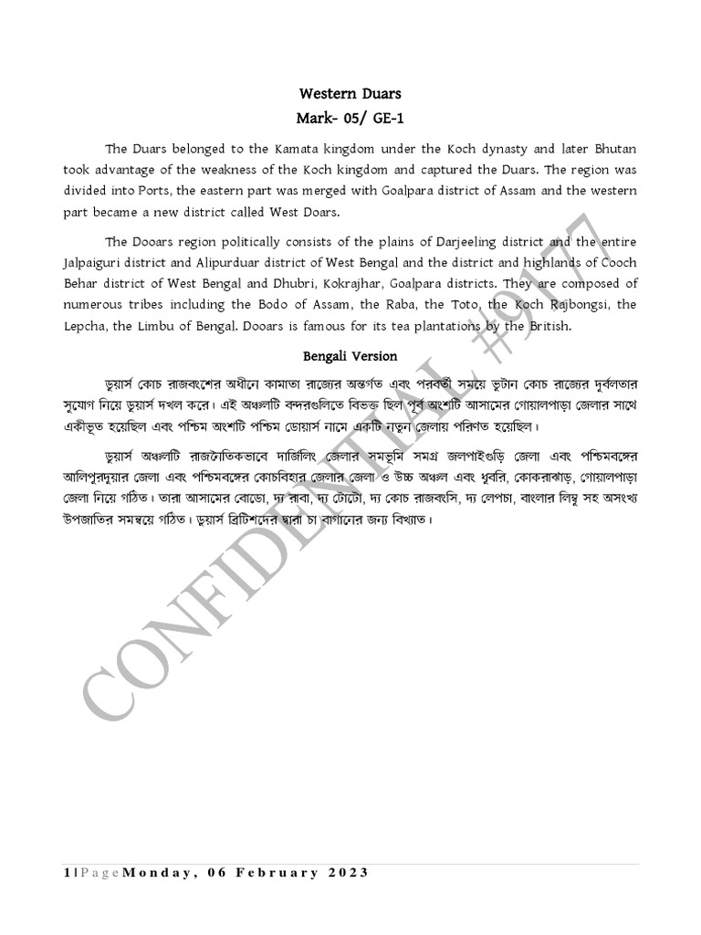 Western Duars | PDF
