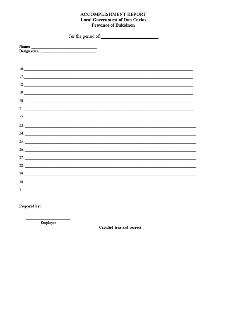 Accomplishment Report Blank | PDF