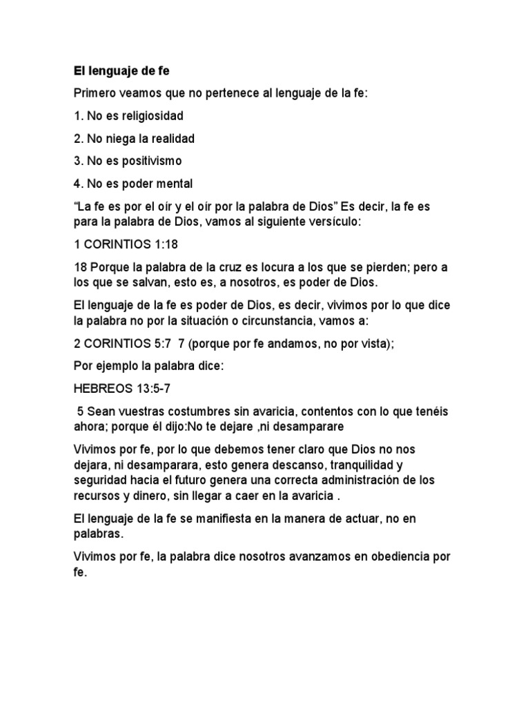 El Lenguaje de Fe | PDF