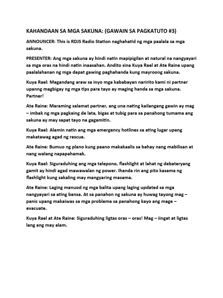 Kahandaan Sa Mga Sakuna | PDF