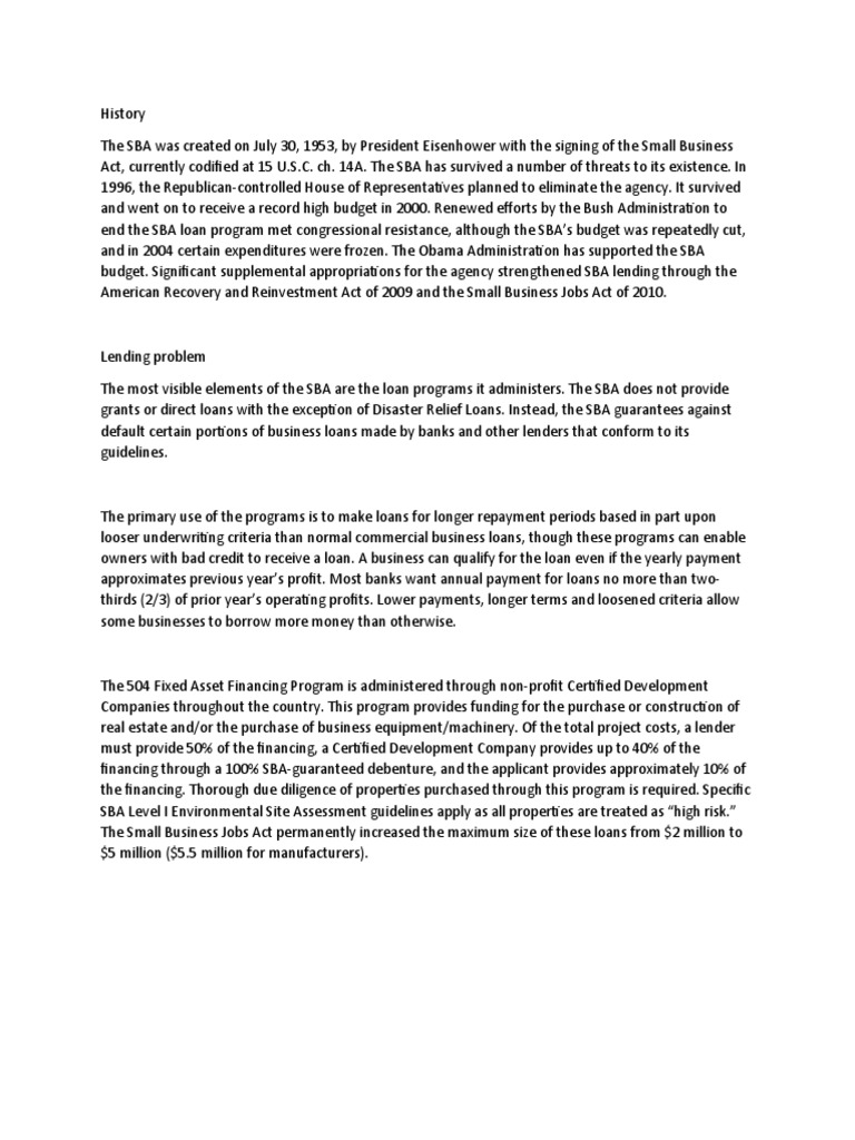 Business PDF Small Business Administration Loans