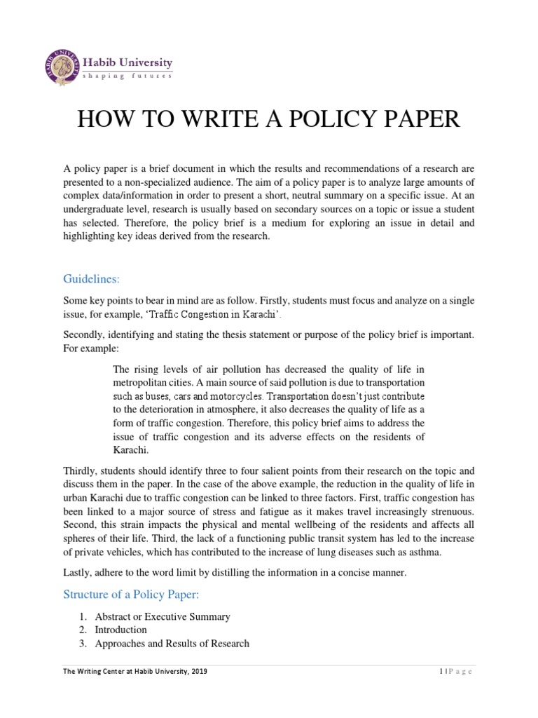 How To Write A Policy Paper | PDF | Abstract (Summary) | Policy