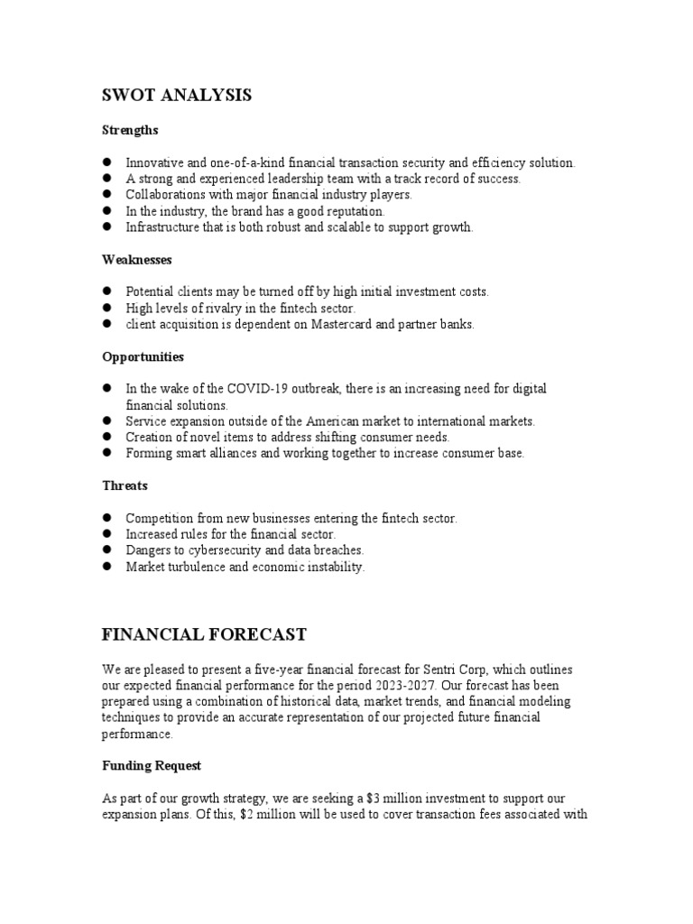 Sentri Business Projection | PDF | Revenue | Investing