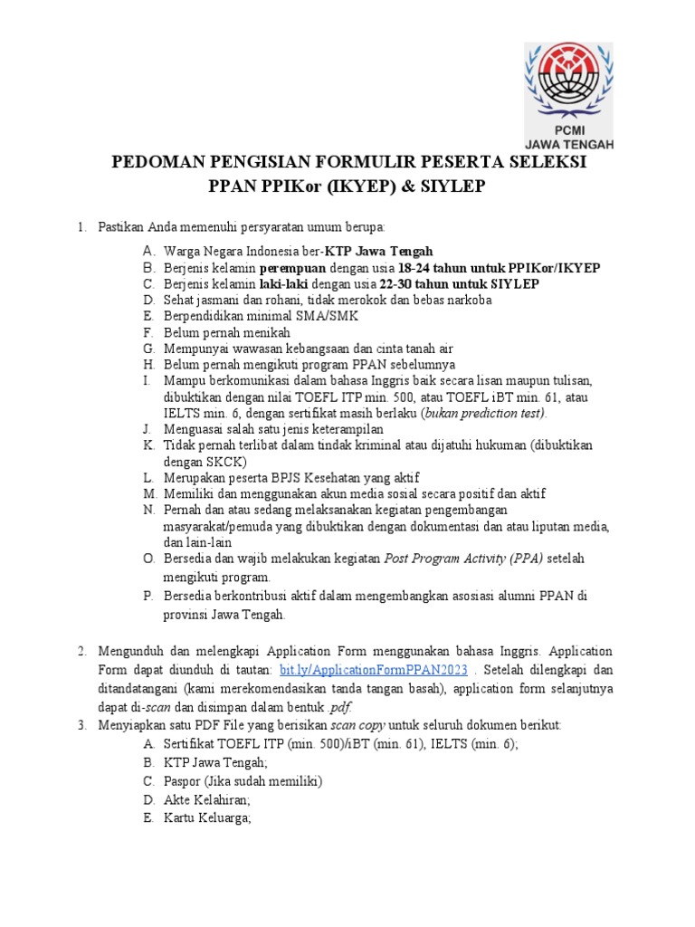 Panduan Pendaftaran PPAN PPIKor SIYLEP | PDF