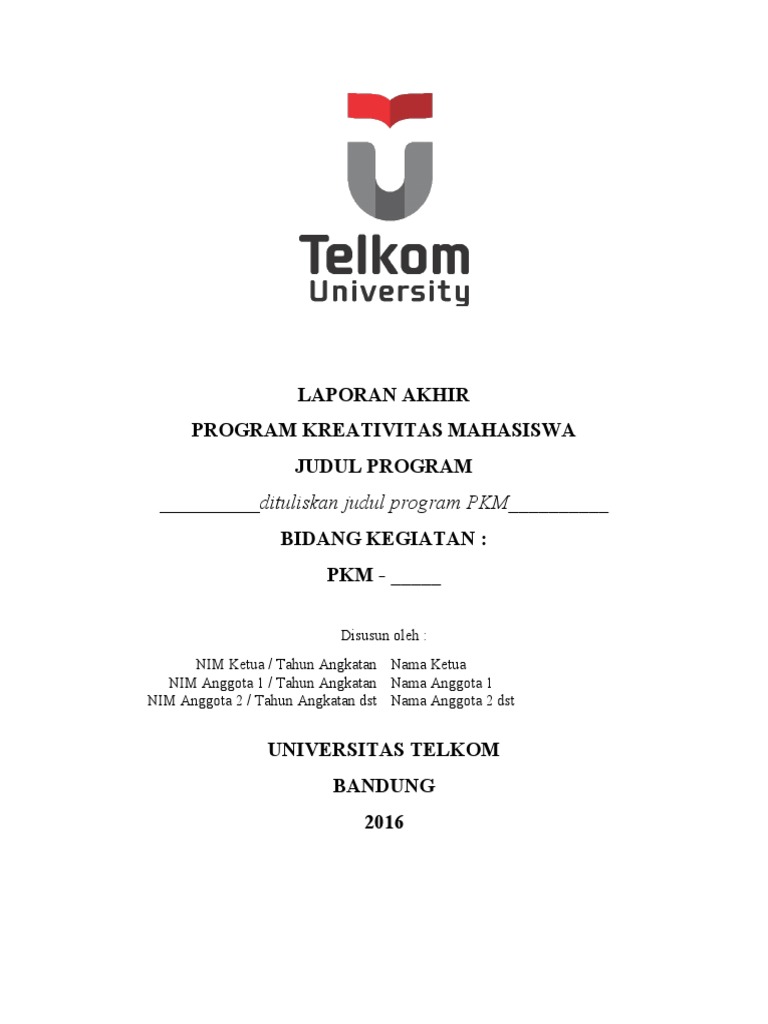 Template Cover Dan Lembar Pengesahan Laporan Akhir PKM | PDF