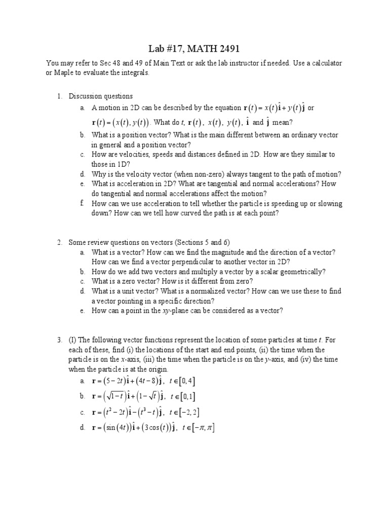 Lab 17 - Kinematics in 2D | PDF | Acceleration | Euclidean Vector