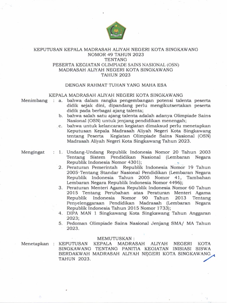 SK Peserta OSN 2023 | PDF