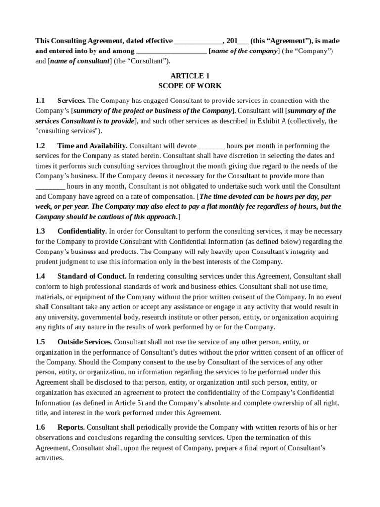 Consultant Agreement Template | PDF | Arbitration | Trade Secret