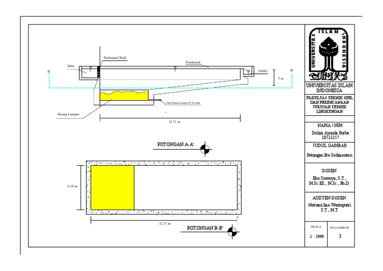 Desain Bak Pra Sedimentasi Teknik Lingkungan | PDF