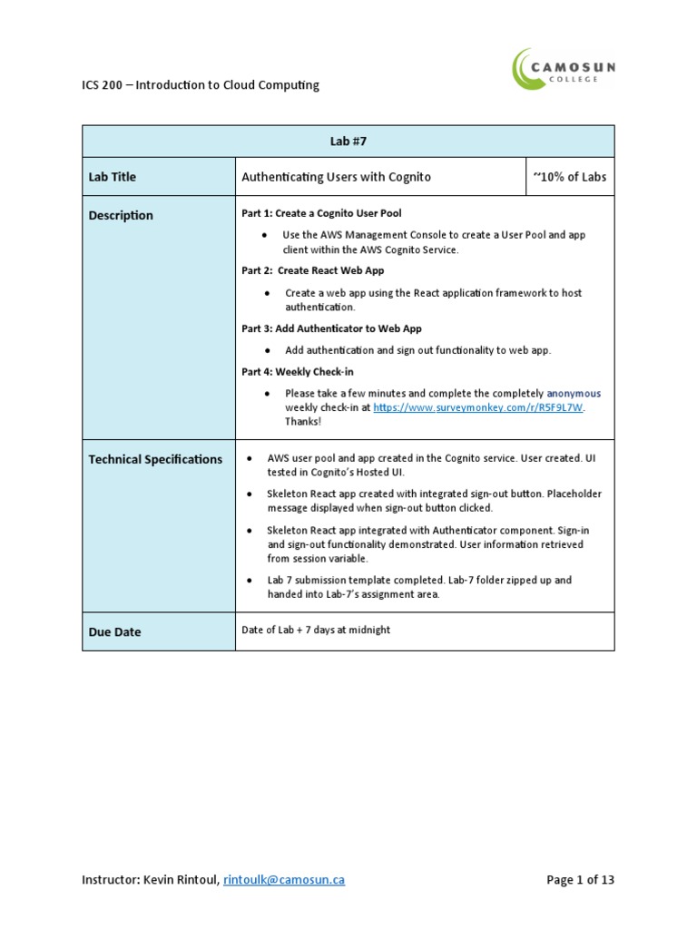 Lab 7 - Authenticating Users With Cognito1 | PDF | Web Application ... Lab 7 - Authenticating Users With Cognito1 | PDF | Web Application ...