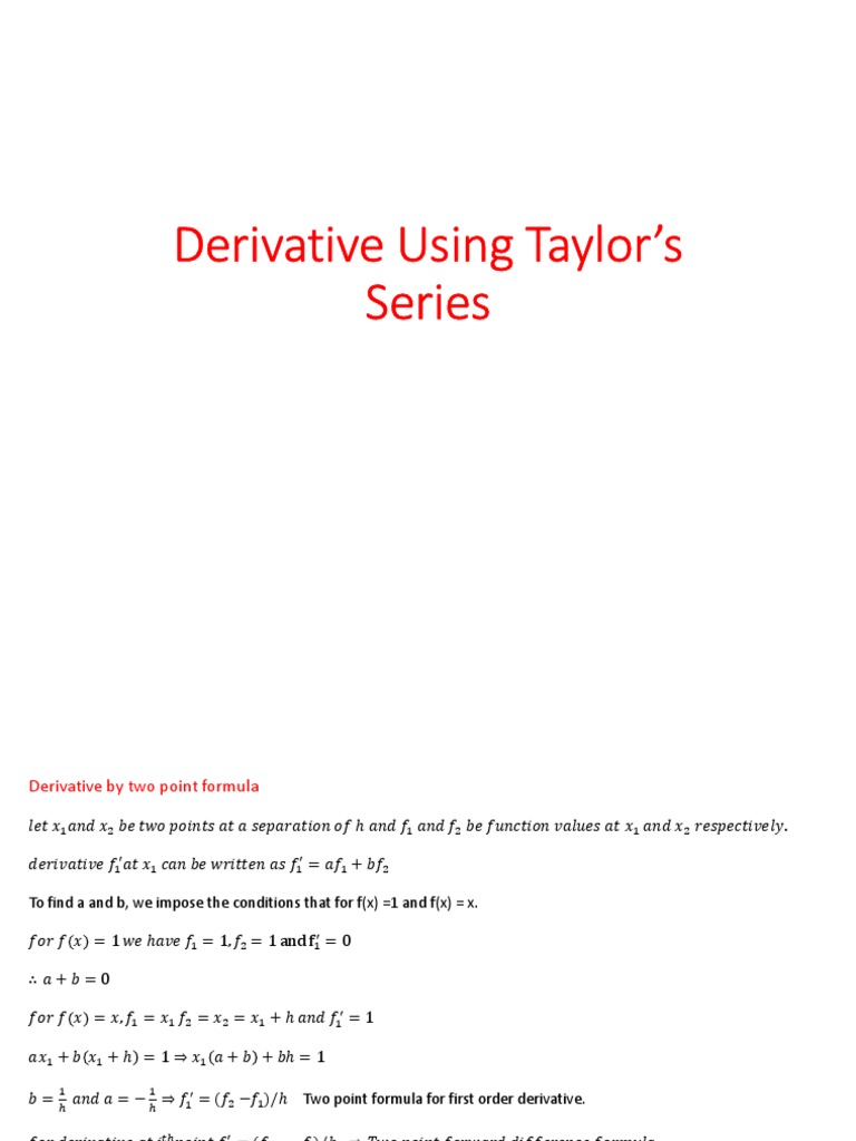 Derivative Calculation with Taylor Series | PDF