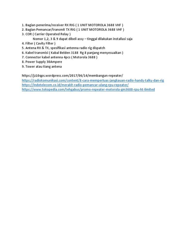 Repeater Pemancar Ulang Radio RIG Alat Dan Bahan | PDF