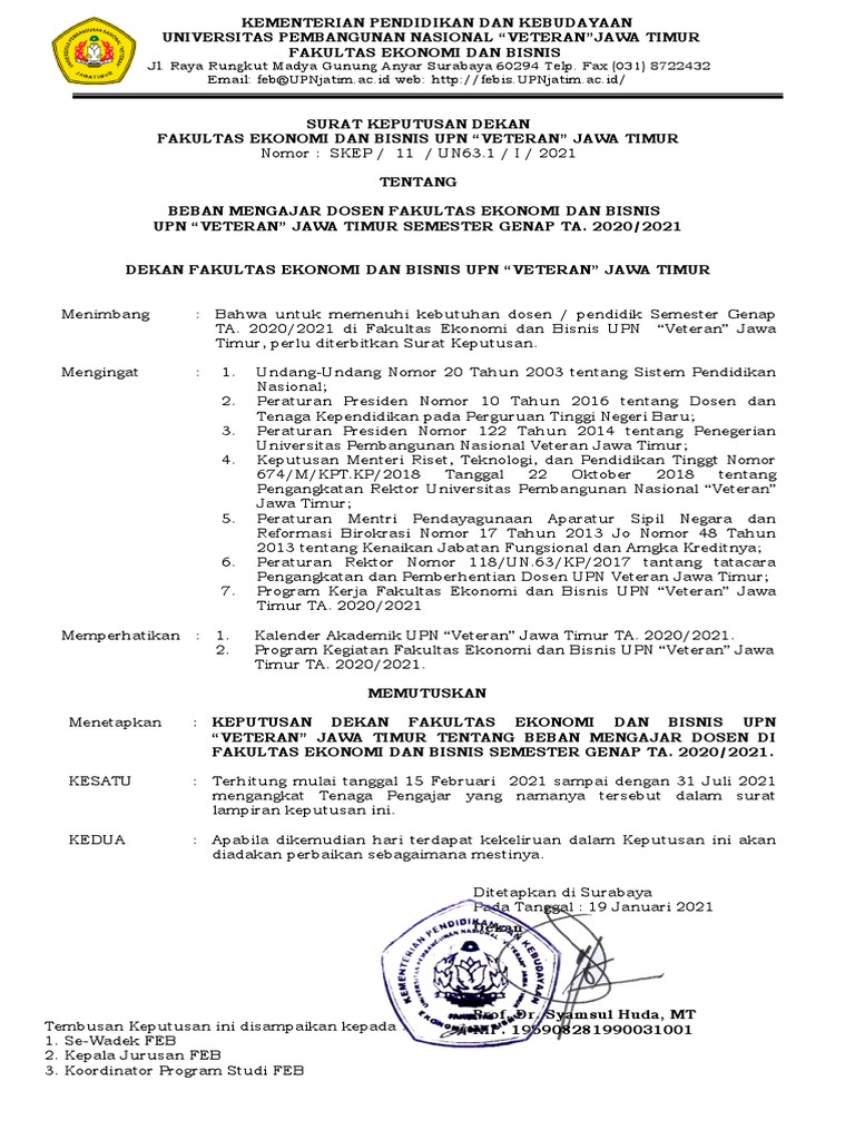 Skep Ngajar Genap 2020-2021 | PDF