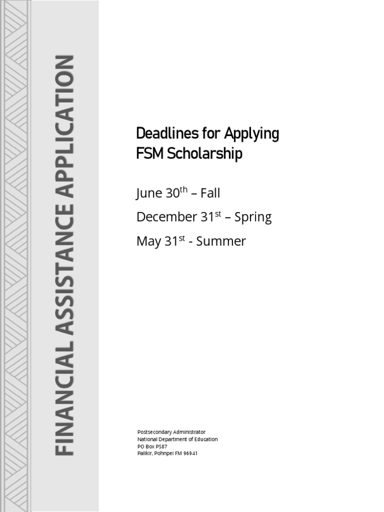 FSM Financial Assistance Application Form | PDF | Postgraduate Education