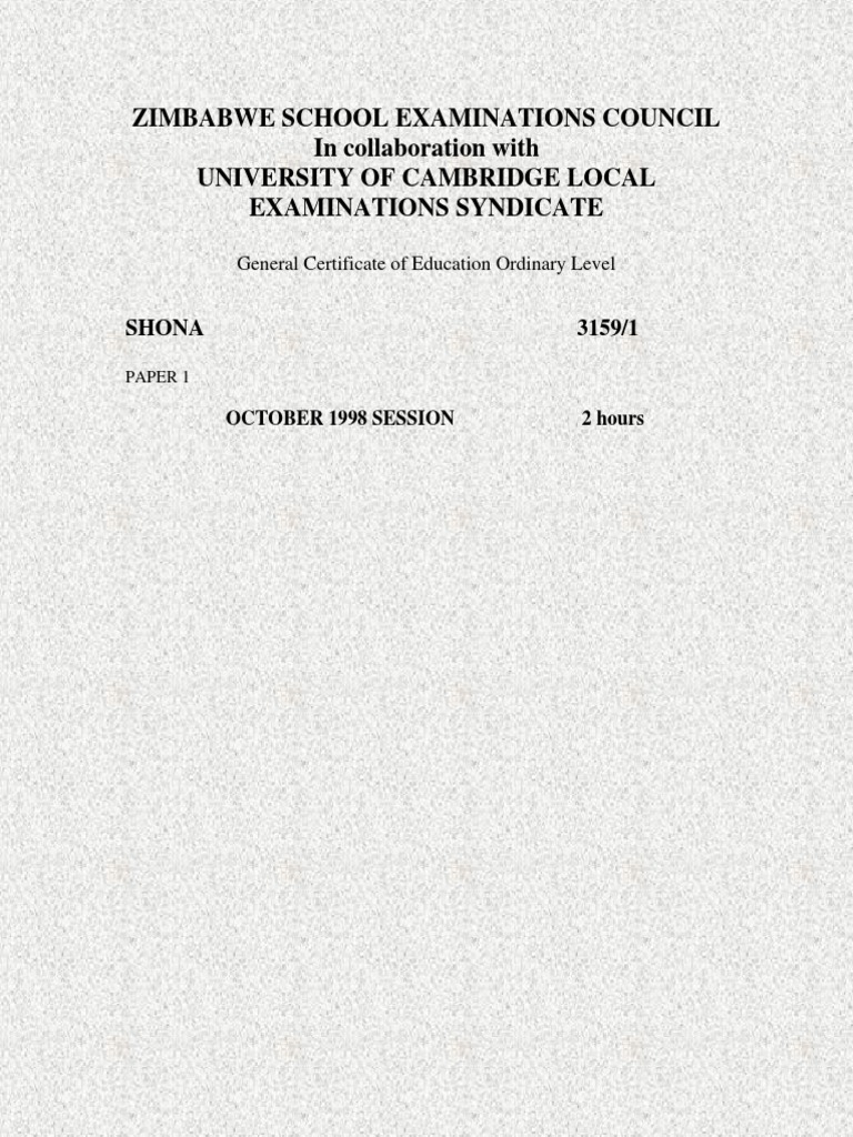 Shona October 1998 Paper 1 | PDF | Teaching | United Kingdom