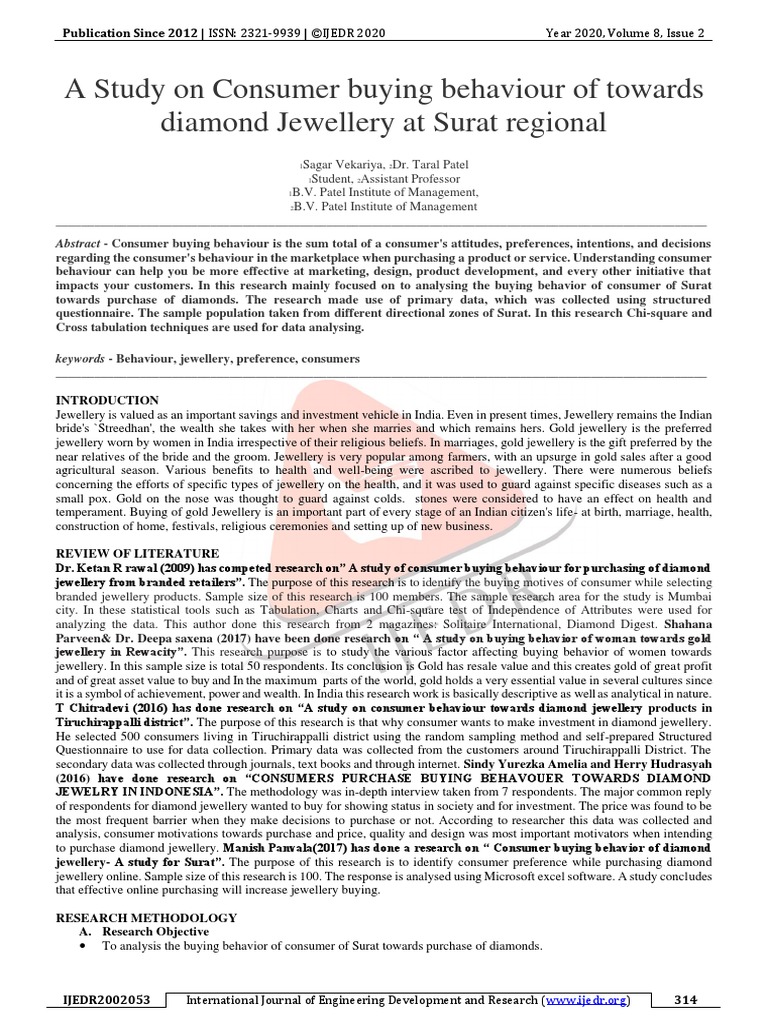 IJEDR2002053 Customer Buying Behaviour in Diamond India 2020 | PDF ...