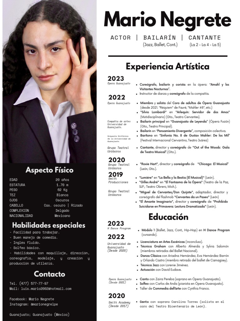 CV - Mario Negrete | PDF | Ballet | Teatro