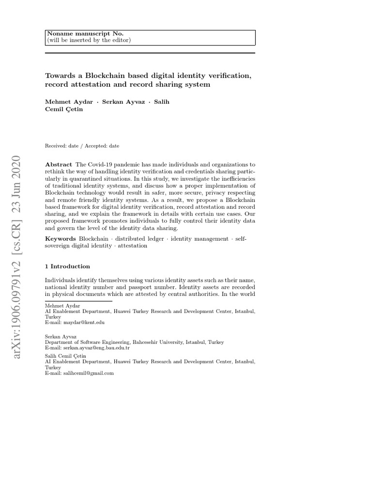 Digital Identity - Blockchain | PDF | Public Key Cryptography | Cryptography