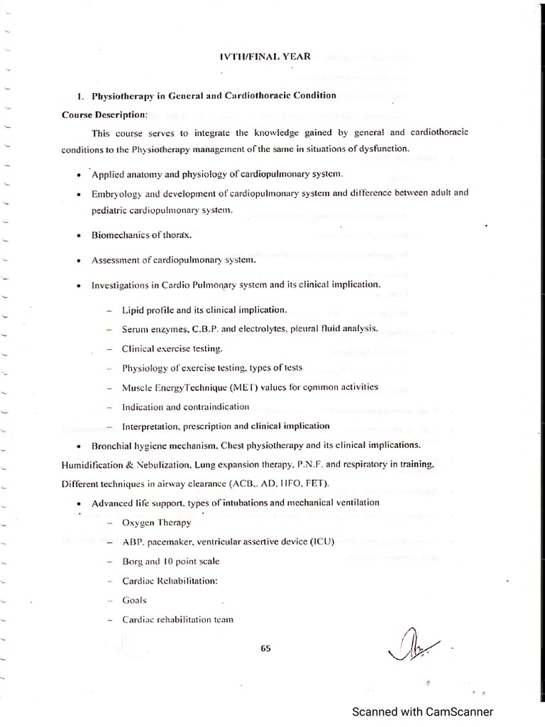 BPT 4th Year Syllabus Under SSUHS | PDF