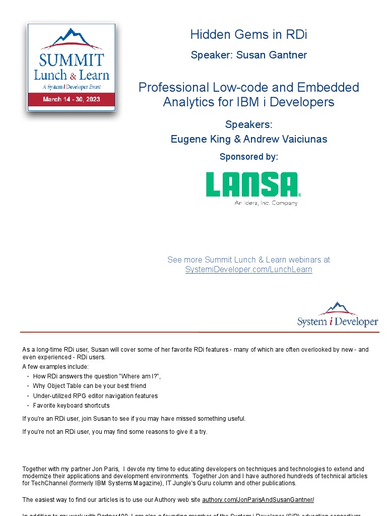 Hidden Gems in RDi | PDF | Ibm Rpg | Keyboard Shortcut