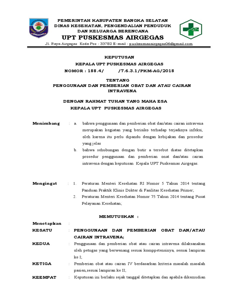 7.6.3.1 Sk-Penggunaan-Dan-Pemberian-Obat-Dan-Atau-Cairan-Intravena | PDF