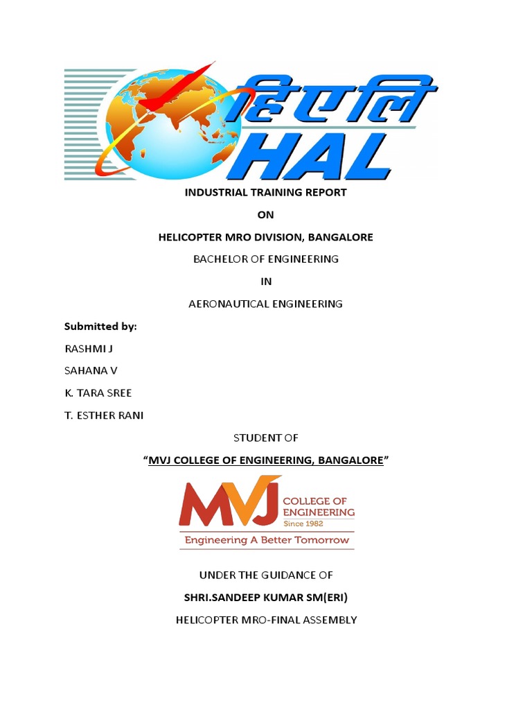 Industrial Training Report ON Helicopter Mro Division, Bangalore | PDF