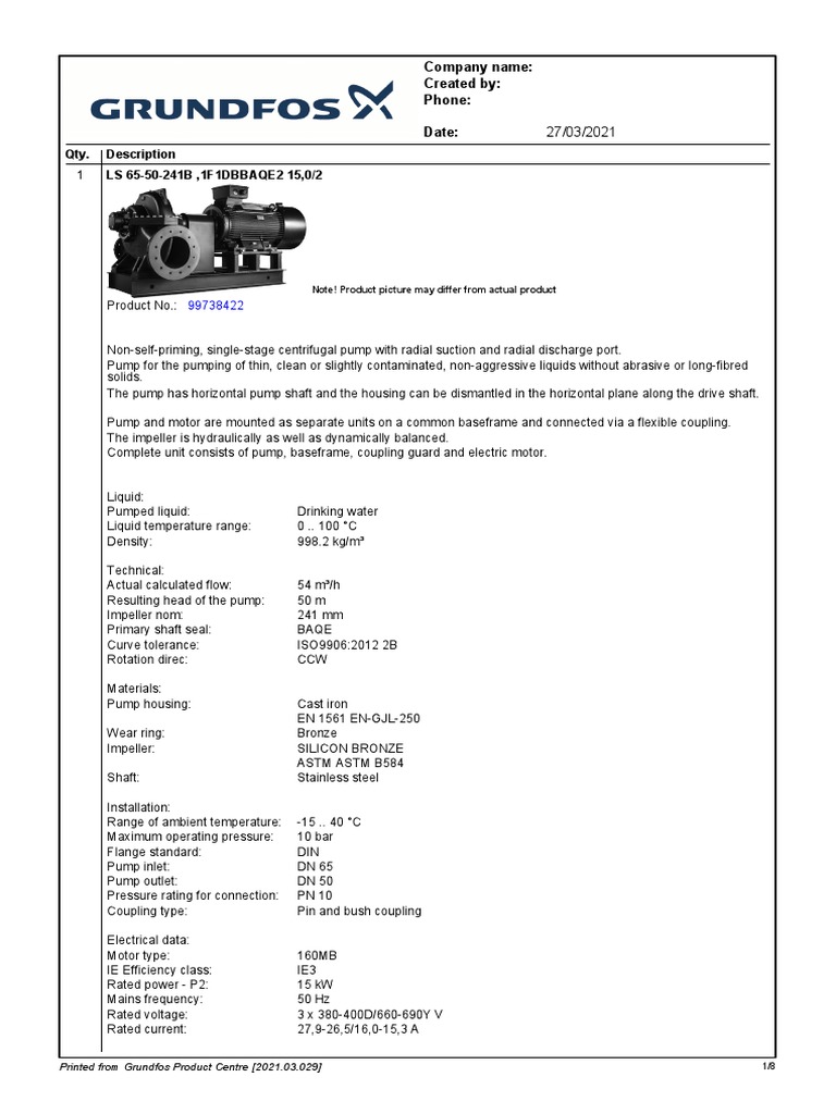 Grundfos Machine Selection | PDF | Pump | Electric Motor