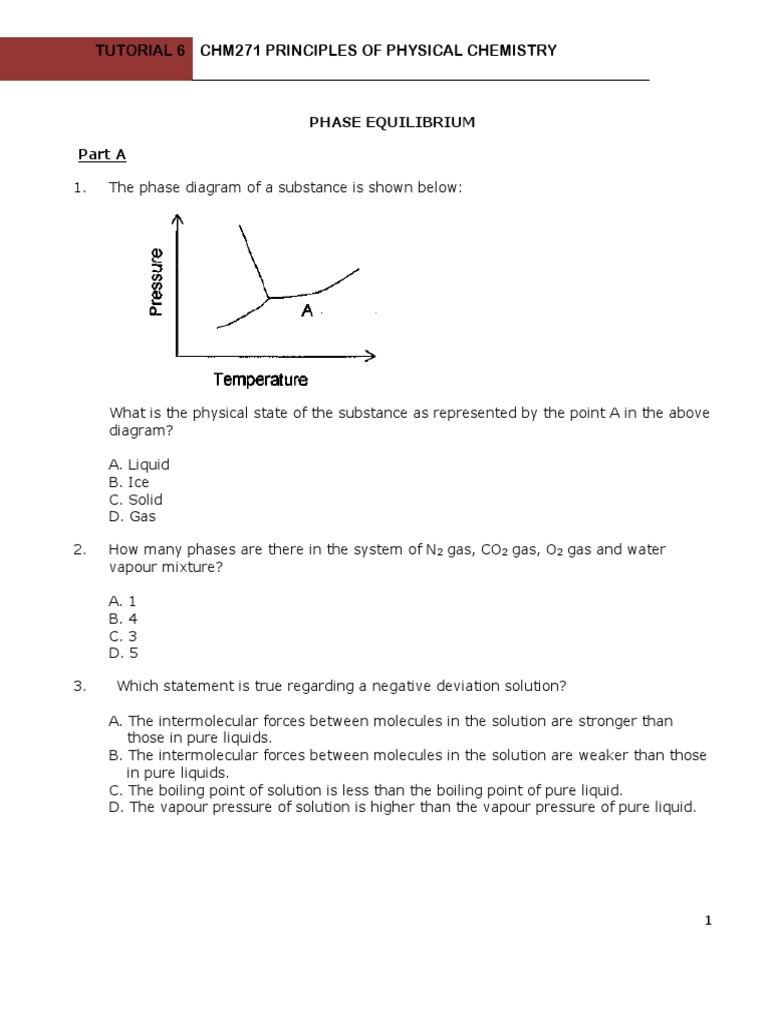 CHM271 - Tutorial 6 - Phase Equilibrium | PDF | Vapor | Physical Chemistry