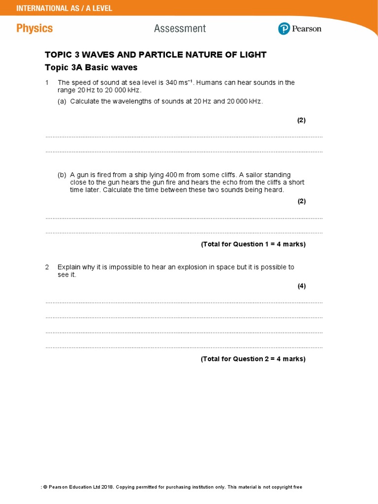 IAS Physics SB1 Assessment 3A | PDF | Sound | Waves