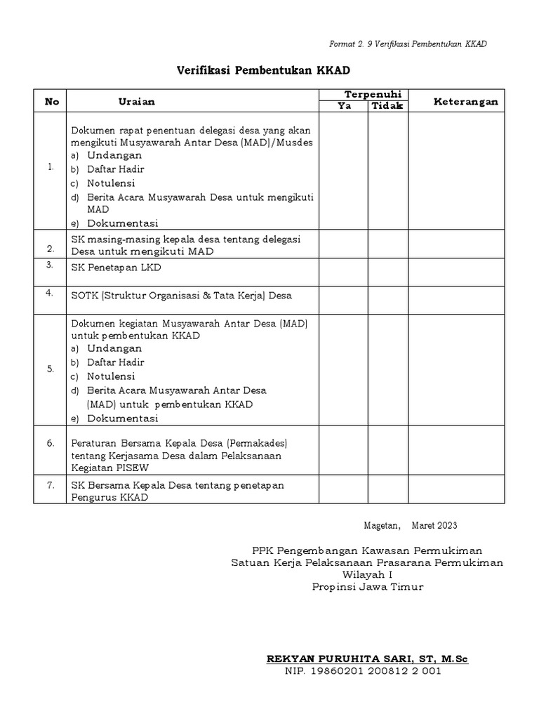 Form 2.9. Verifikasi Pembentukan KKAD-Sesuai Google Drive | PDF