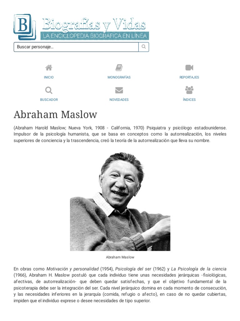Biografia de Abraham Maslow | PDF | Ciencias del comportamiento | Ciencia cognitiva