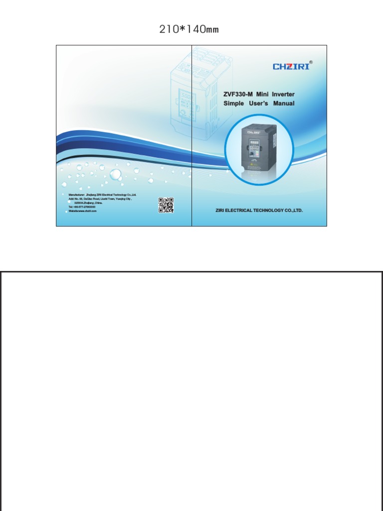 Chziri zvf330 Ac Drive User Manual E375 | PDF | Electric Motor | Programmable Logic Controller