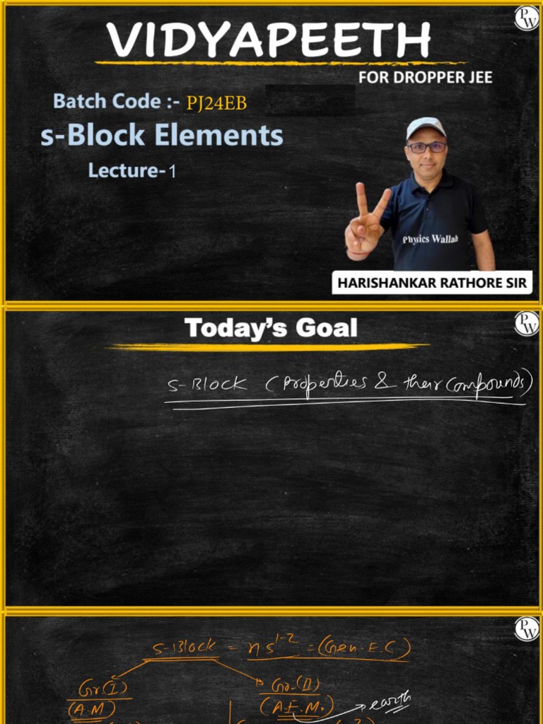 S Block Elements-01 - Class Notes (PJ24EB) | PDF