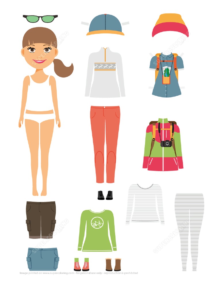 Tourist Girl Paper Doll With Clothes and Shoes - Free Printable ...