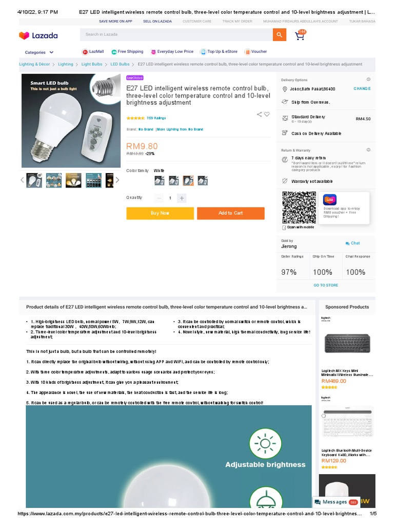 02 - Product Info - Bulb | PDF | Remote Control | Lighting