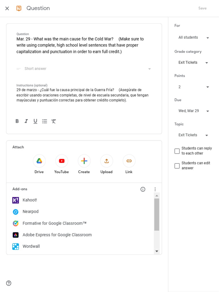Per. 1 - Cold War - Exit Ticket | PDF