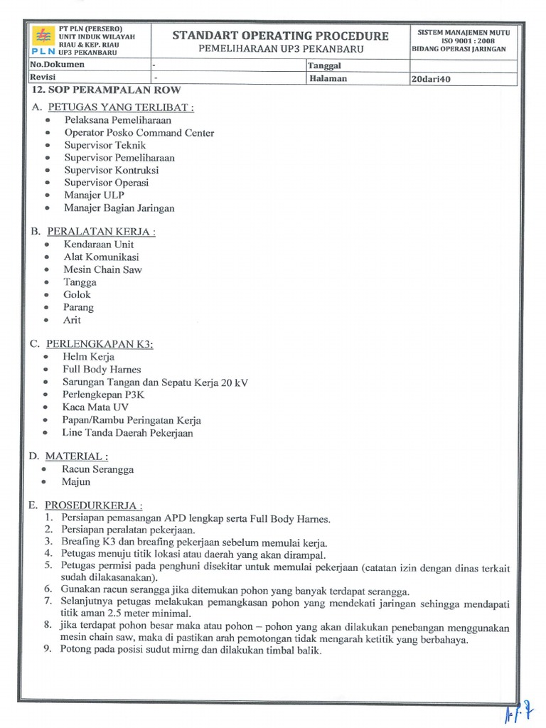 Sop Kompetensi Row | PDF