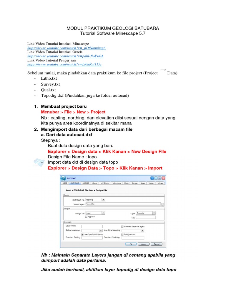 Modul Praktikum Geologi Batubara - Software Minescape 5.7 Part 1 | PDF
