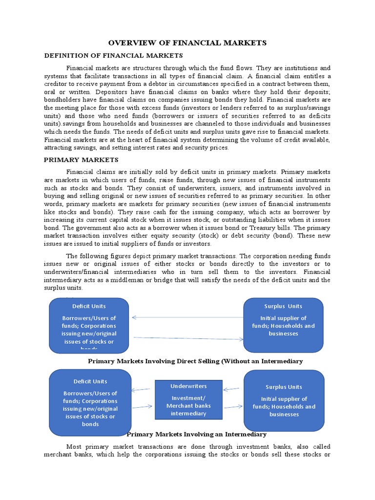 Overview of Financial Markets | PDF | Financial Markets | Securities (Finance)