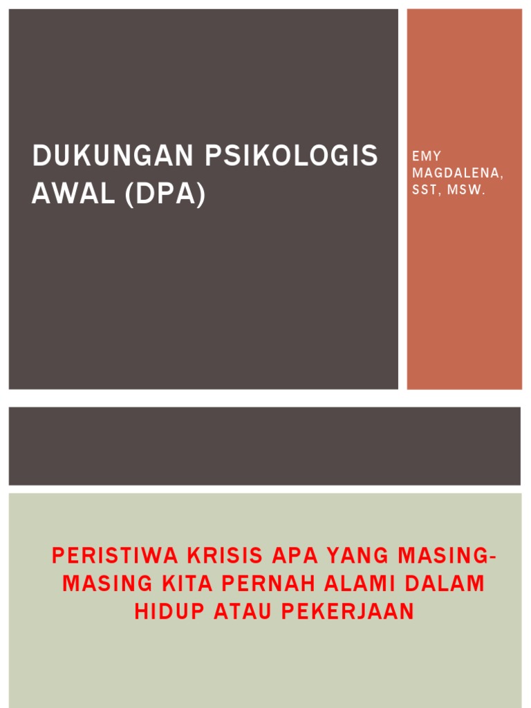 Psychological First Aid (Pfa) | PDF