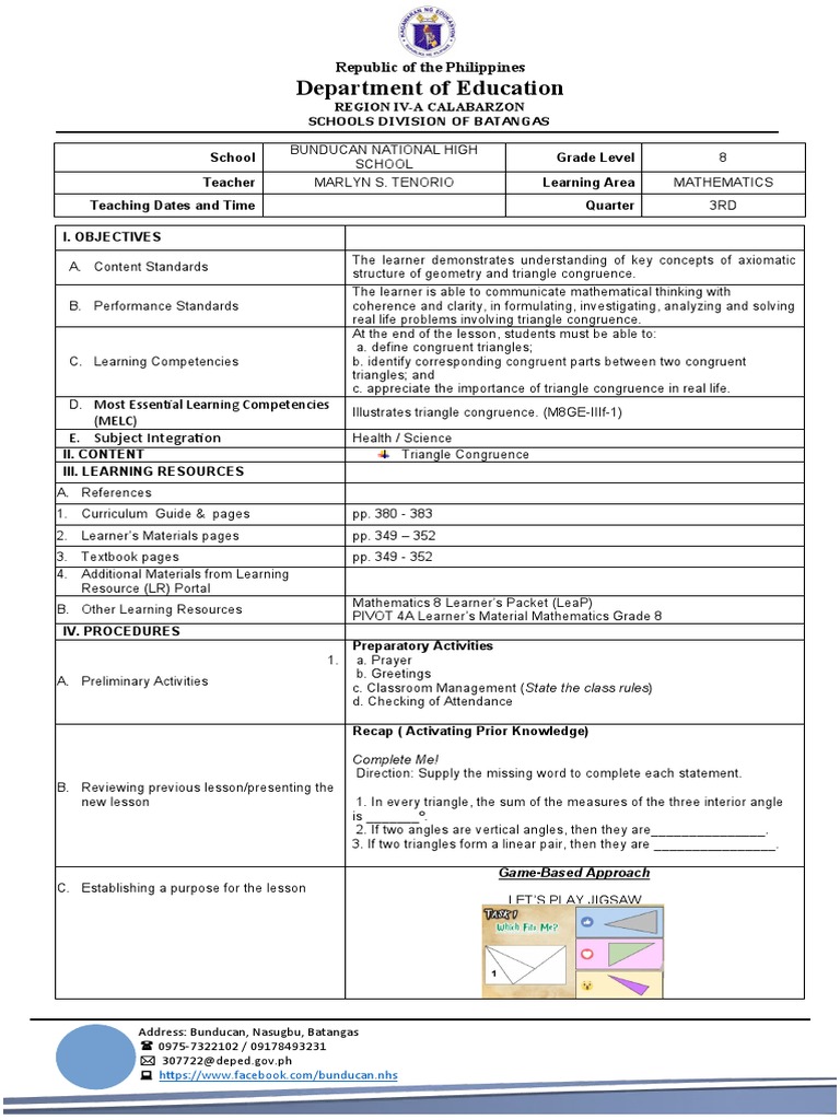 Cot-2022-2023 Math 8 | PDF