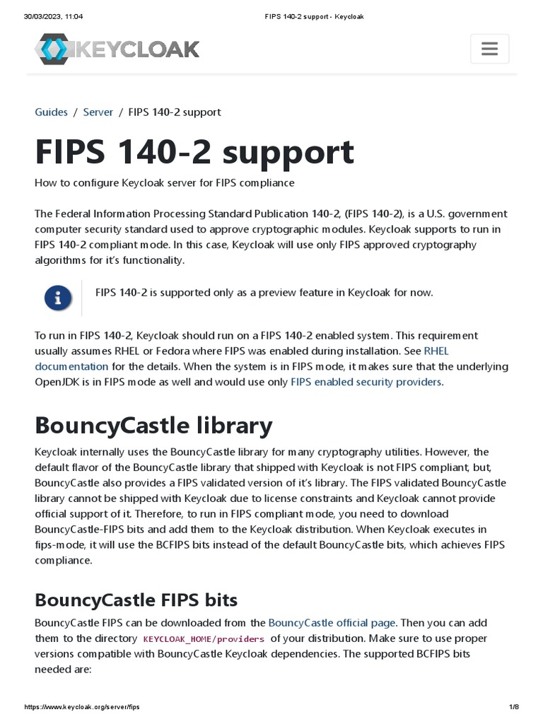 FIPS 140-2 Support - Keycloak | PDF | Password | Command Line Interface