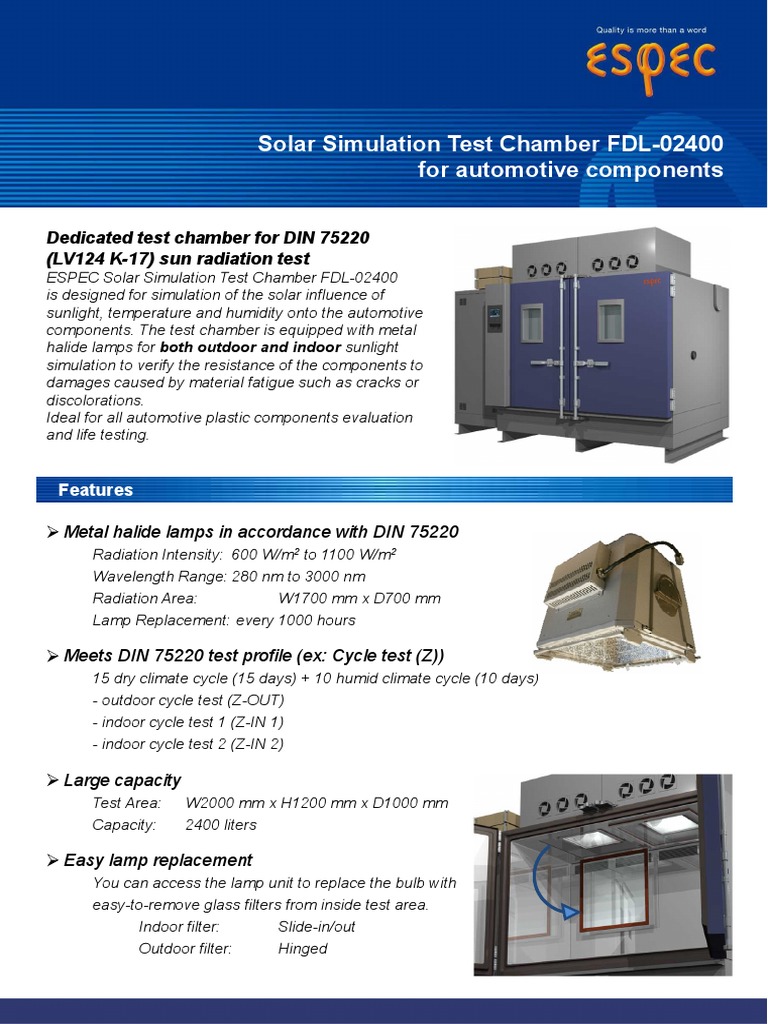Solar Simulation Test Chamber FDL-02400 - R3 | PDF | Manufactured Goods ...