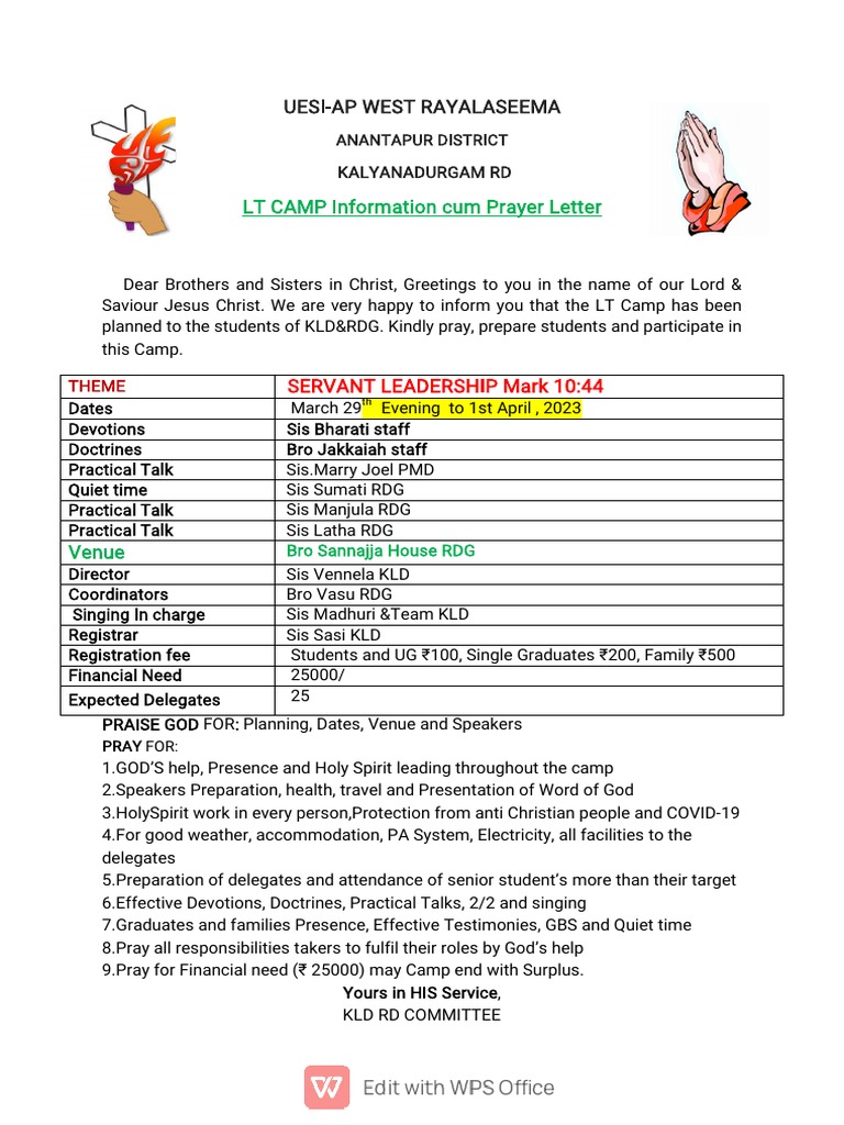 Uesi-Ap West Rayalaseema: Pray For | PDF