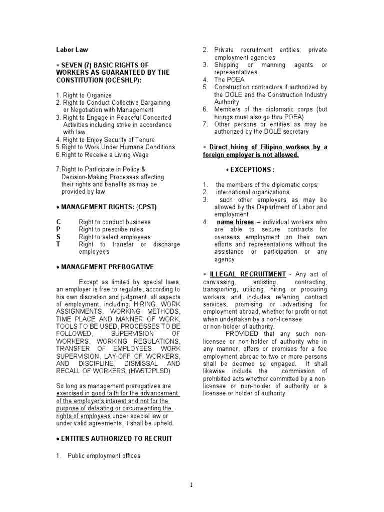 Essential Labor Rights and Regulations | PDF | Cost Of Living | Employment