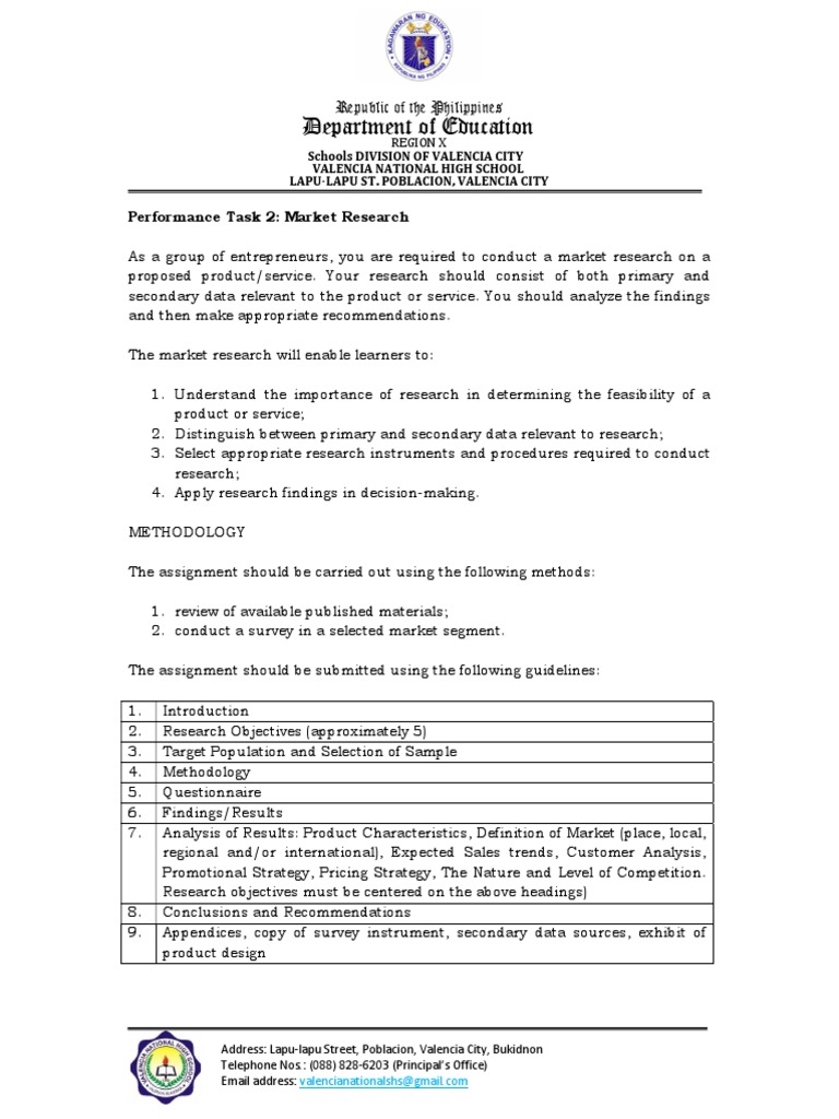 Entrep Performance Task 2 | PDF | Questionnaire | Sales