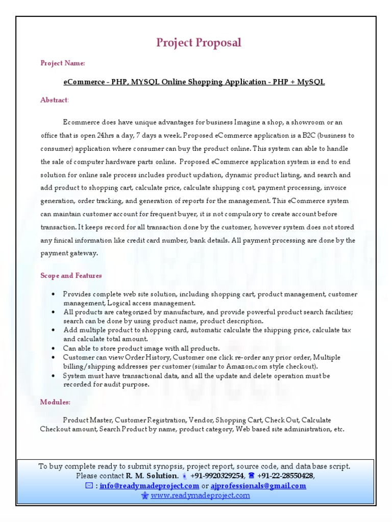 Ecom PHP Project Proposal | PDF | Databases | E Commerce