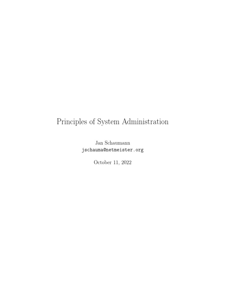 Principles of System Administration | Download Free PDF | Unix | Linux