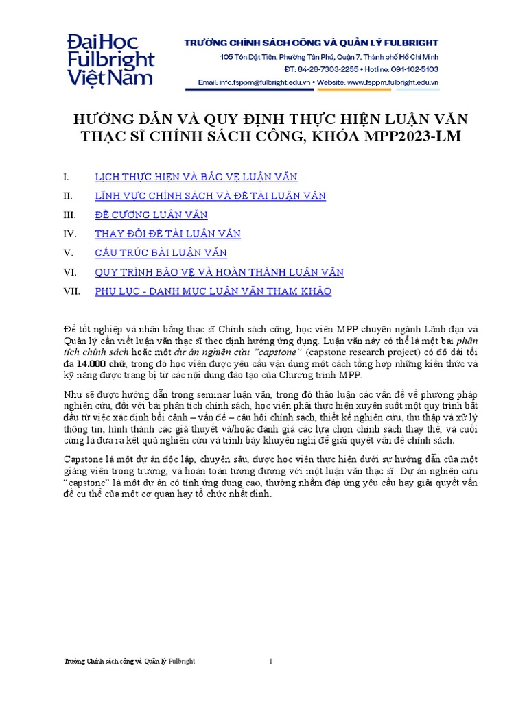 Guidelines For Thesis Major in Public Policy MPP23-LM - Vietnamese | PDF